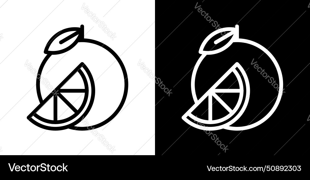 Orange fruit icon set simple citrus grapefruit Vector Image