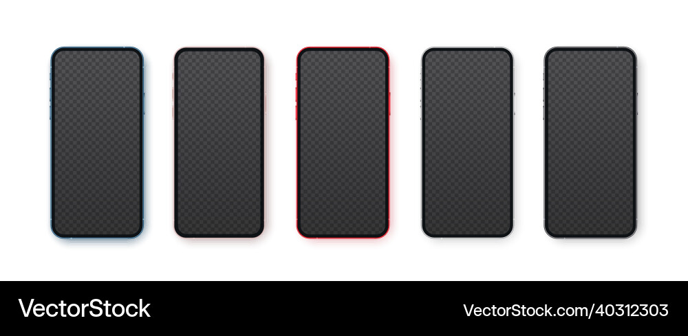 Realistic phone mockup different colors front Vector Image