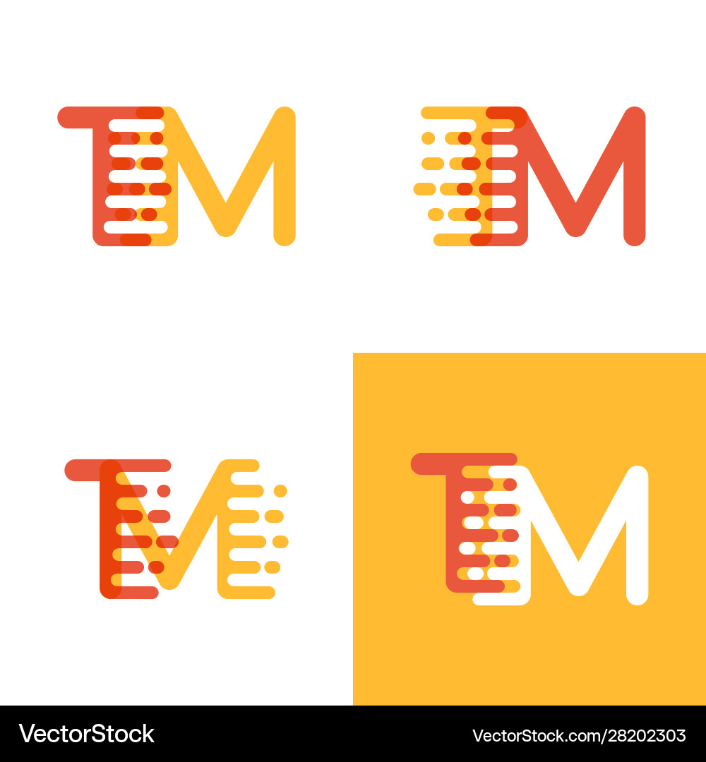 Tm Buchstaben Logo mit Akzent Geschwindigkeit weich orange
