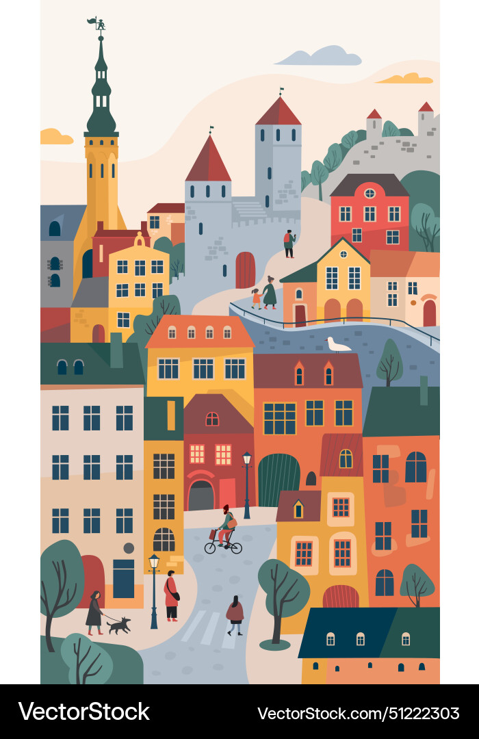 View of old part tallinn Royalty Free Vector Image