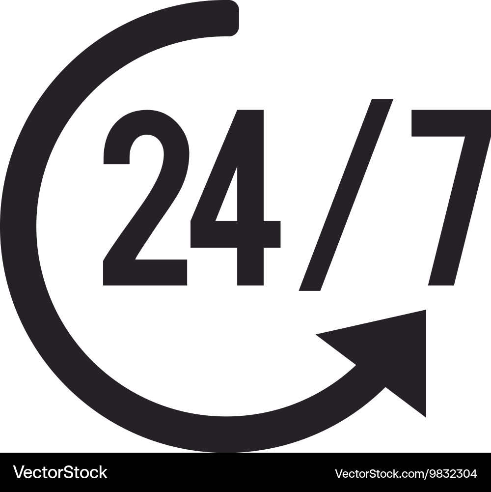 24 hours 7 days a week icon Royalty Free Vector Image