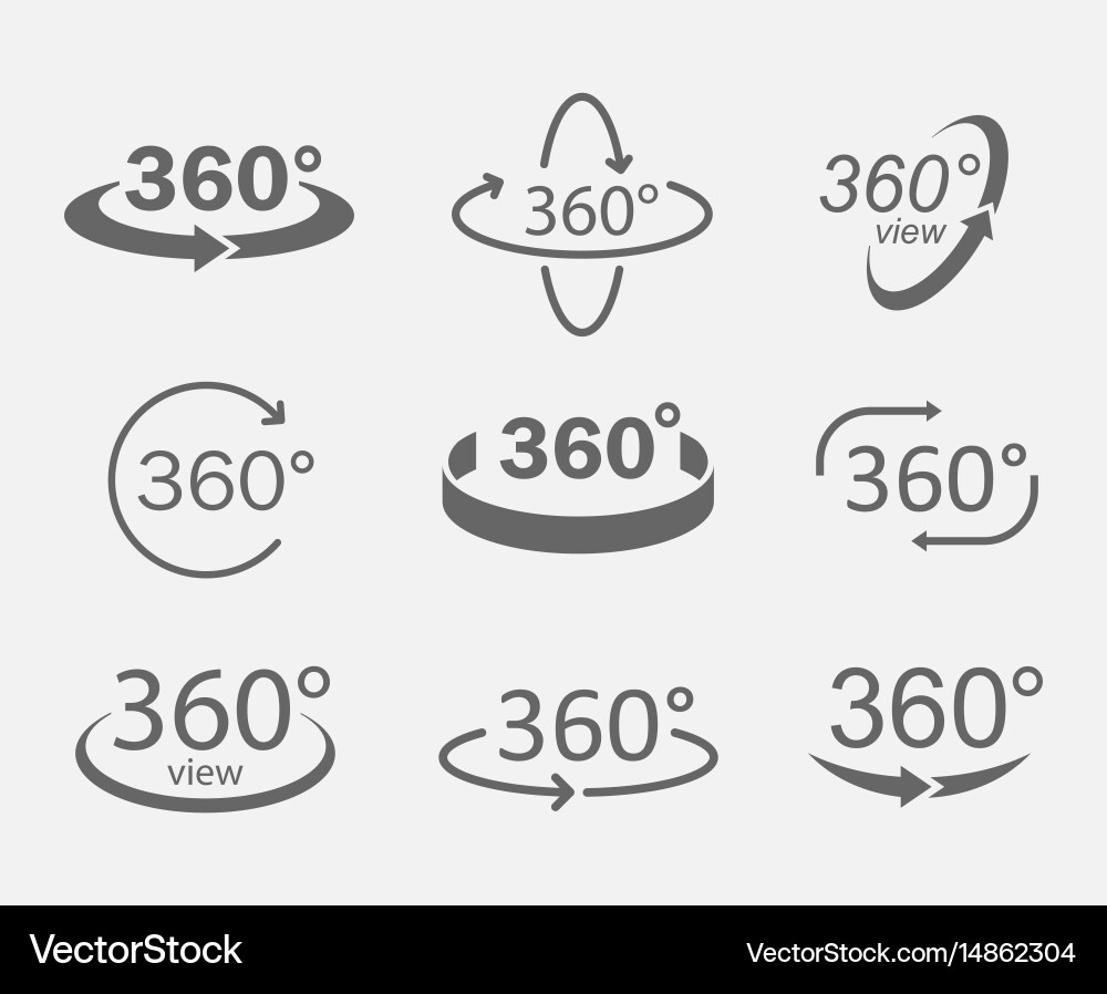 360 Rotation Circle Icons Royalty Free Vector Image