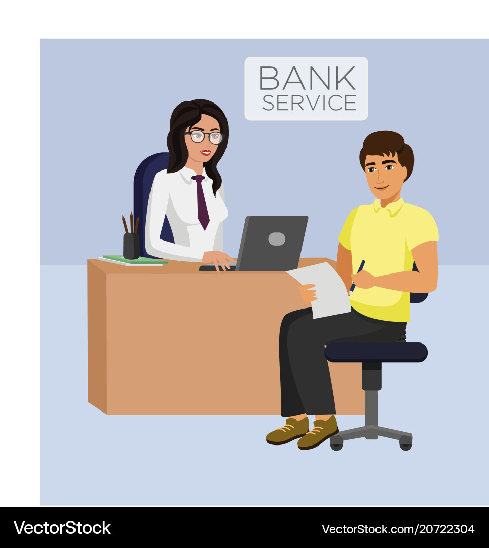 Bank Manager and Client Consultation – Royalty-Free Vector | VectorStock