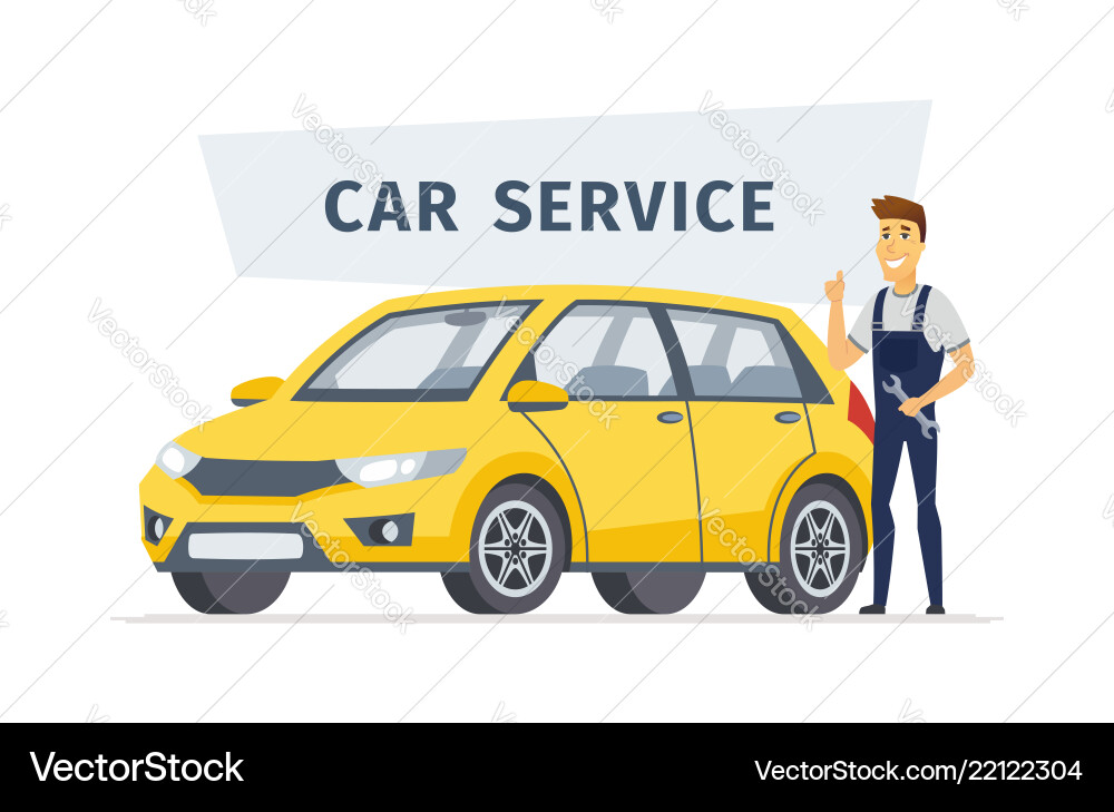 Car service - modern cartoon character Royalty Free Vector