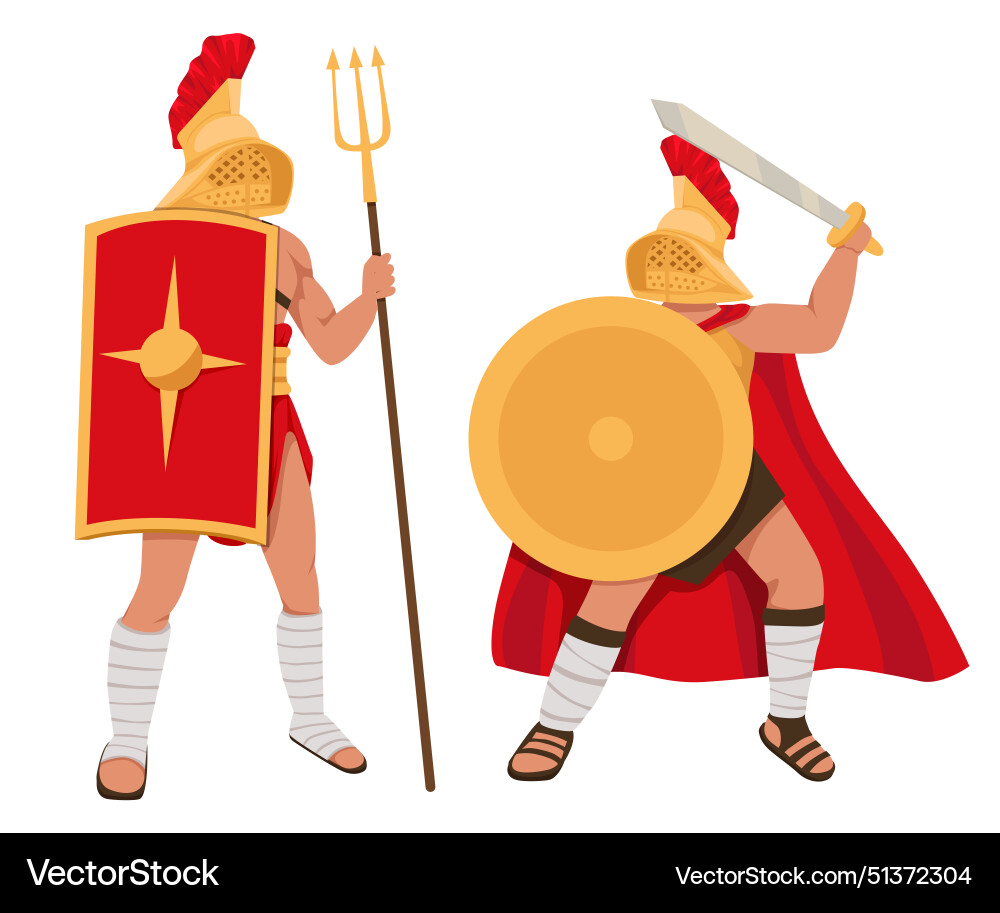 Cartoon gladiator warriors Royalty Free Vector Image