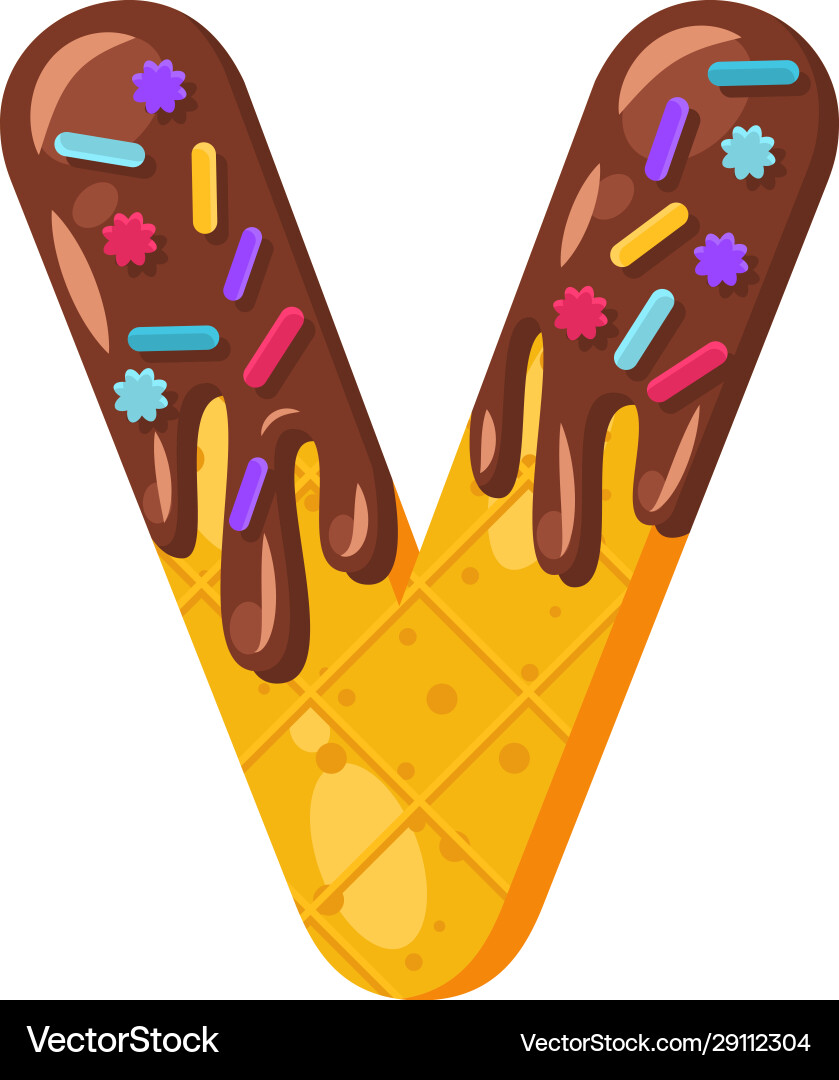 Donut cartoon v letter Royalty Free Vector Image