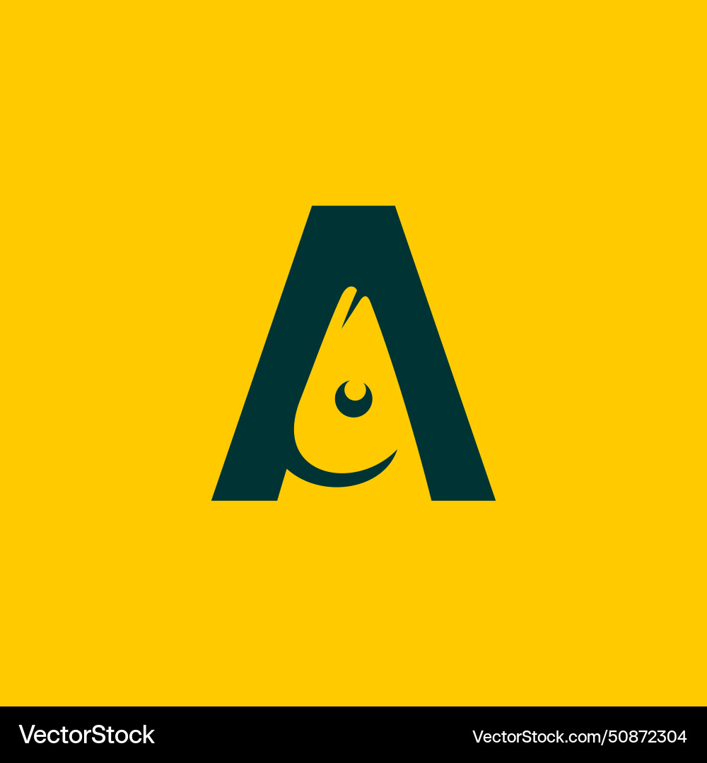 Head fish logo letter a design Royalty Free Vector Image