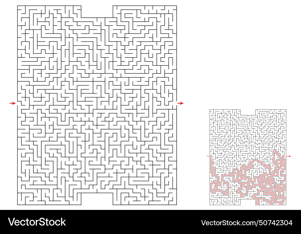 Huge labyrinth of high complexity with solution Vector Image