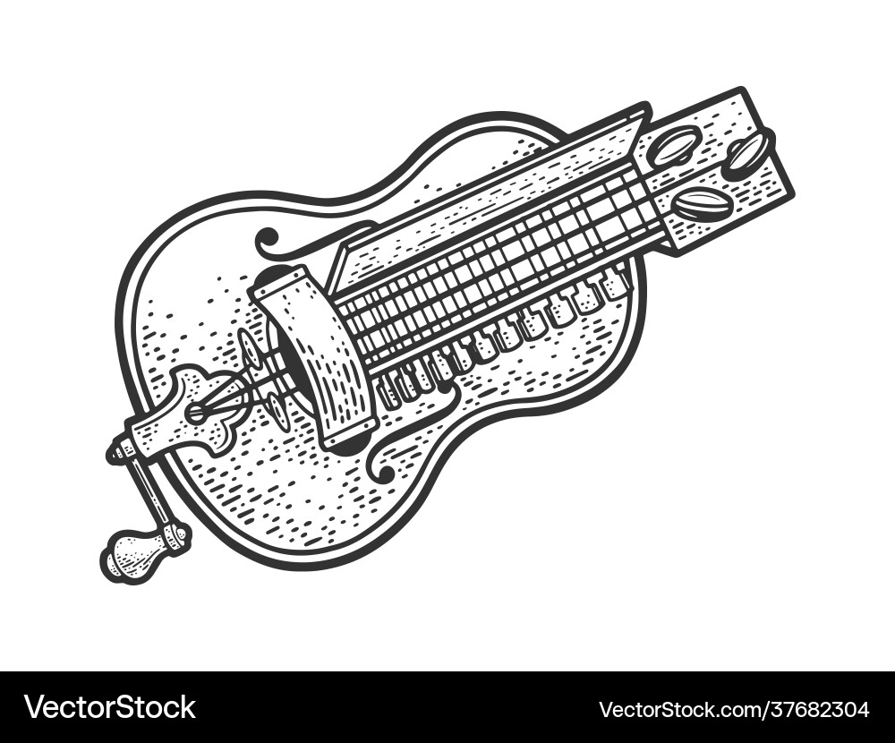 Hurdy-gurdy musical instrument sketch Royalty Free Vector