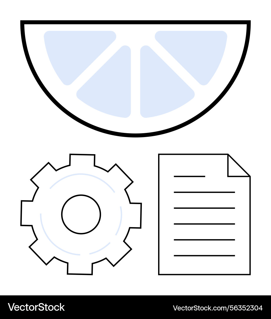 Lemon slice gear and document icon combination Vector Image