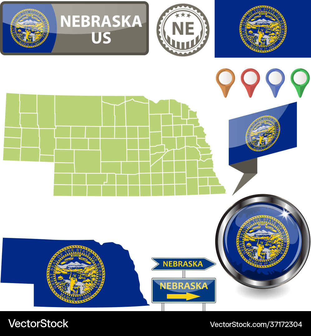 Map nebraska us Royalty Free Vector Image - VectorStock