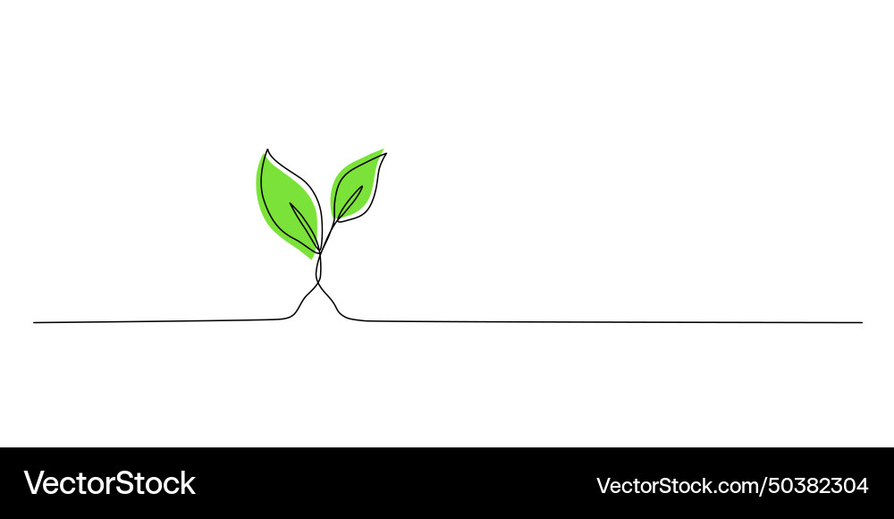 One continuous line growing sprout hand drawn Vector Image