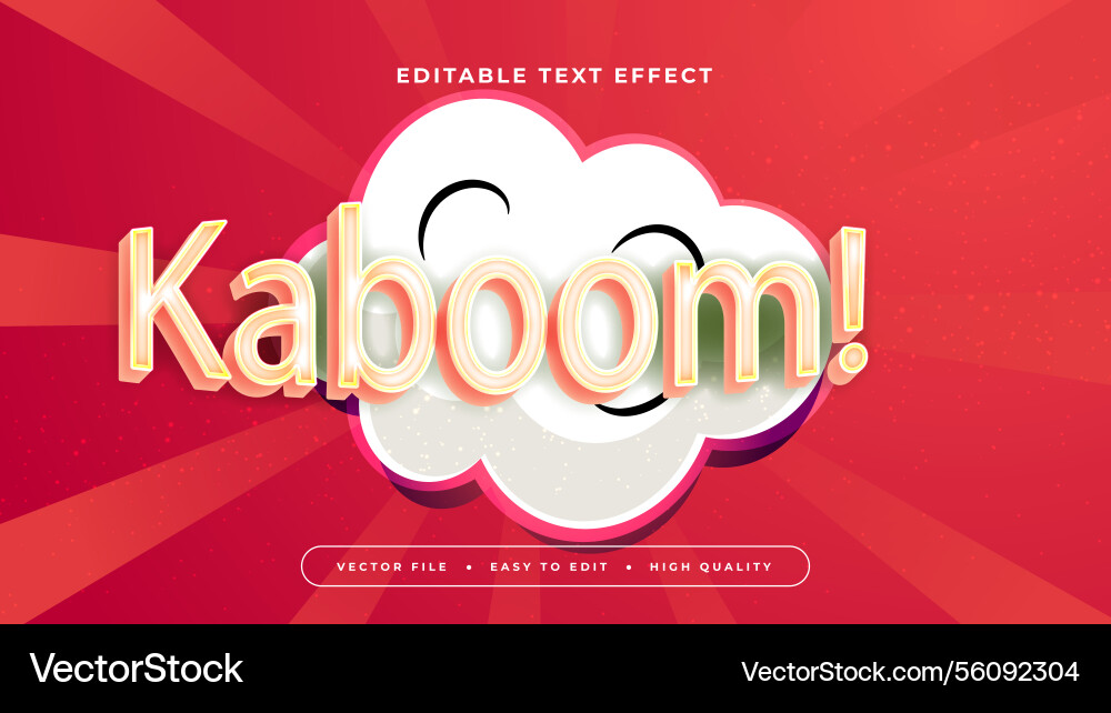 Red and white kaboom 3d editable text effect Vector Image