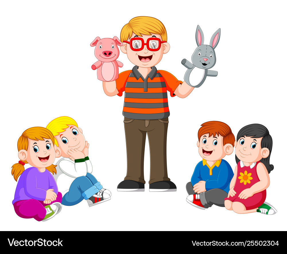 Teacher is doing story telling Royalty Free Vector Image