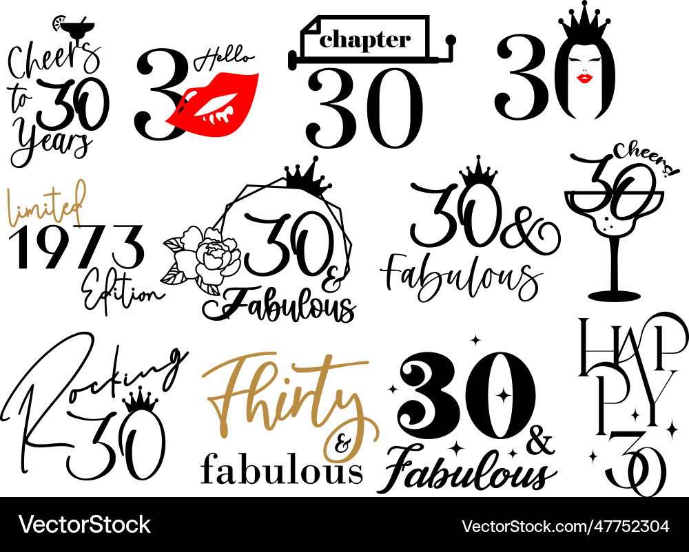 Thirty and fabulous 30th birthday celebration Vector Image