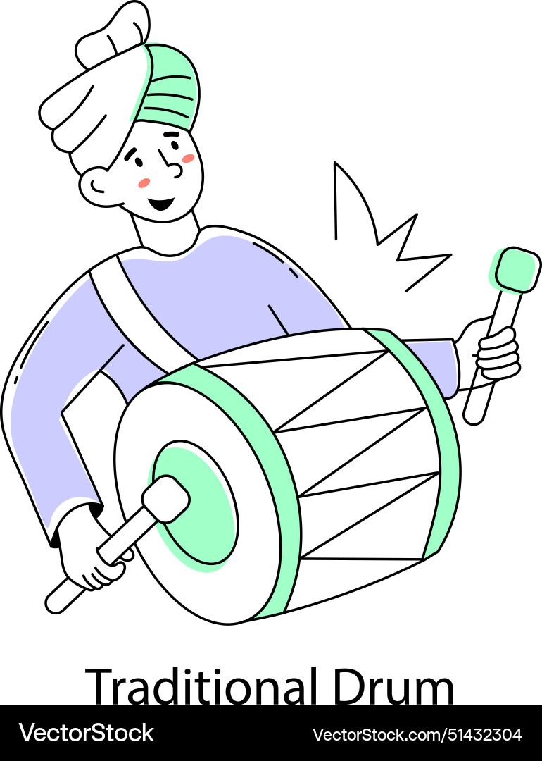 Traditional drum Royalty Free Vector Image - VectorStock