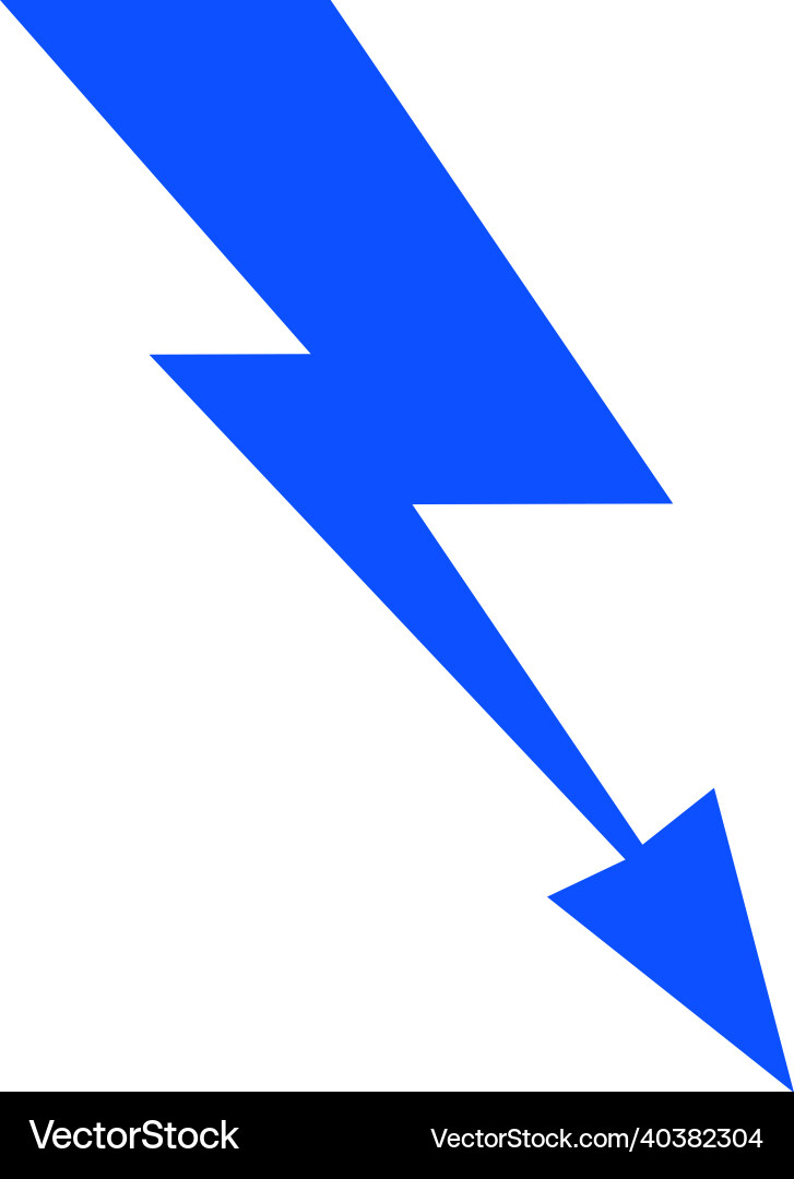 Zig zag falling arrow icon blue lightning bolt Vector Image