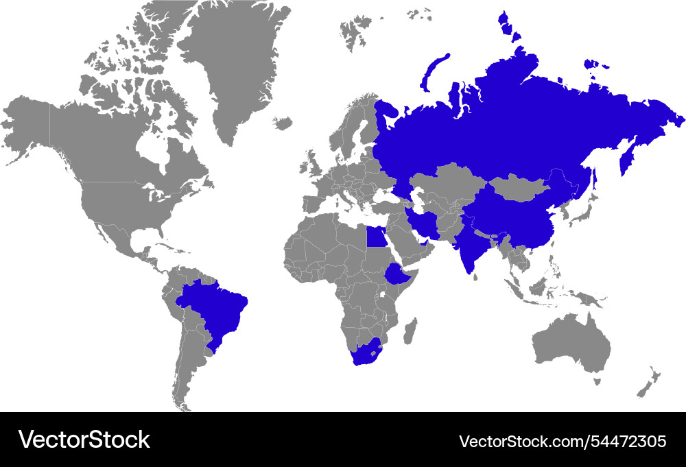 Brics country in world map geographic Royalty Free Vector