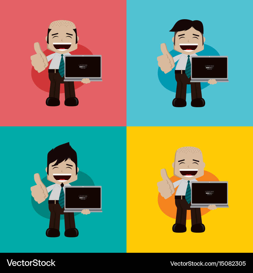 Businessman manager at work holding laptop Vector Image