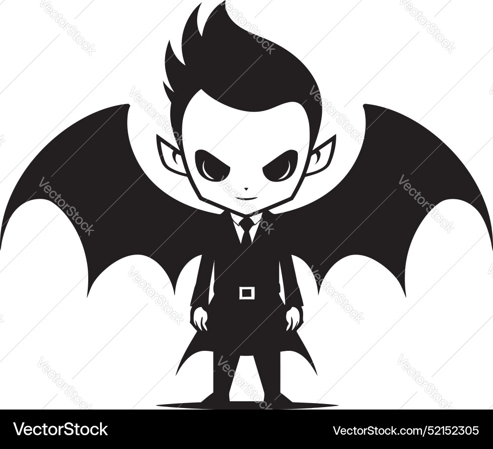 Chibi charm dracula logo with sharp wings fang Vector Image