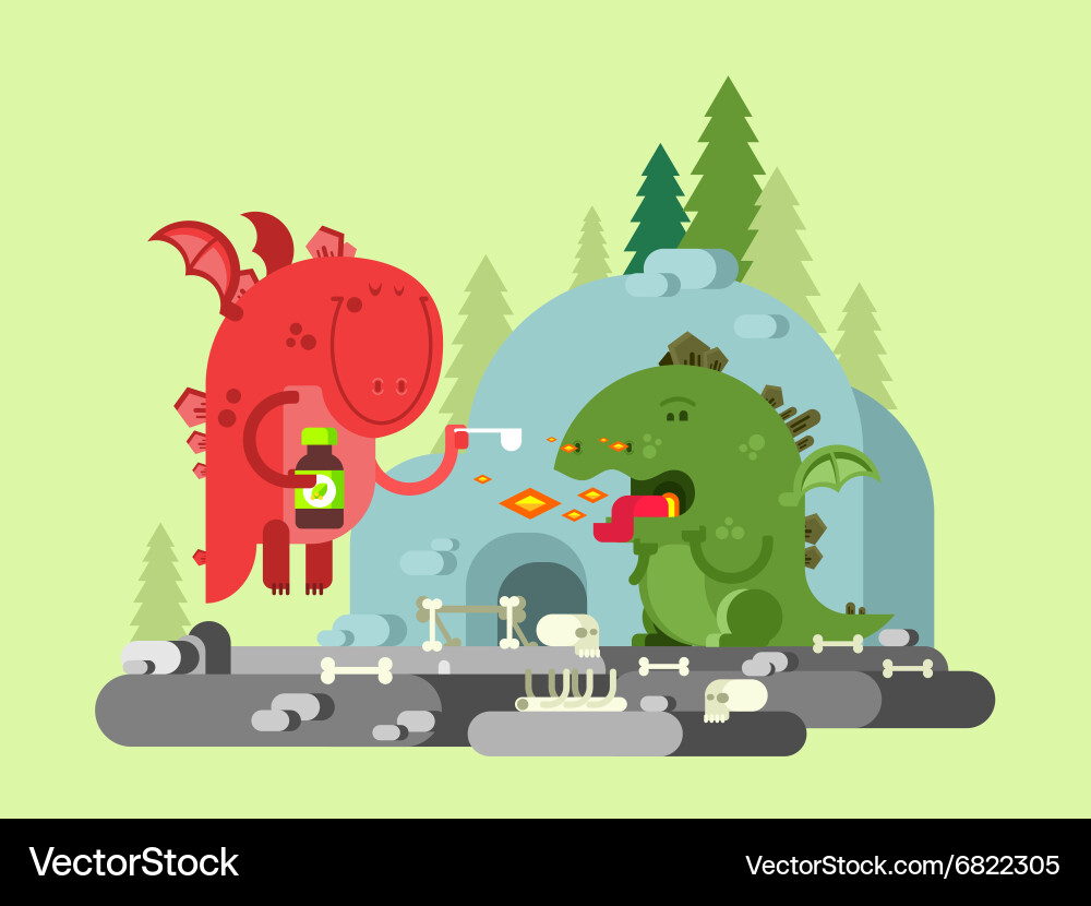 Ill dragon character Royalty Free Vector Image