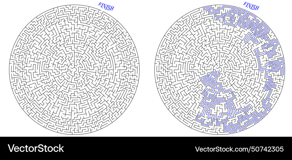 Large round complex labirinth circular Royalty Free Vector