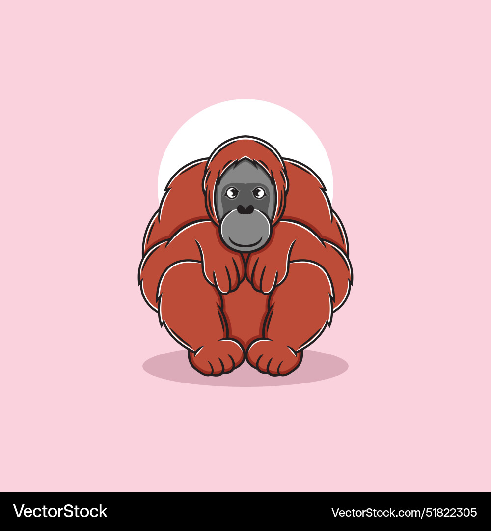 Orangutan clipart flat Royalty Free Vector Image