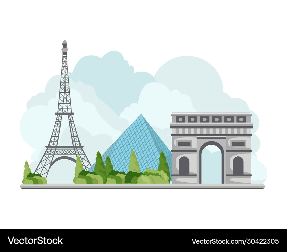 Paris Landmarks Travel Royalty Free Vector Image