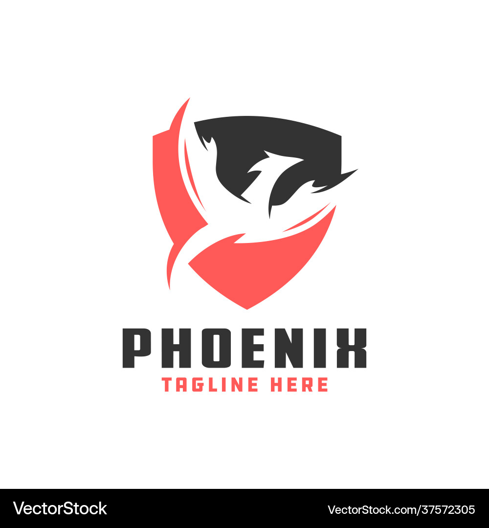 Phoenix bird shield logo Royalty Free Vector Image