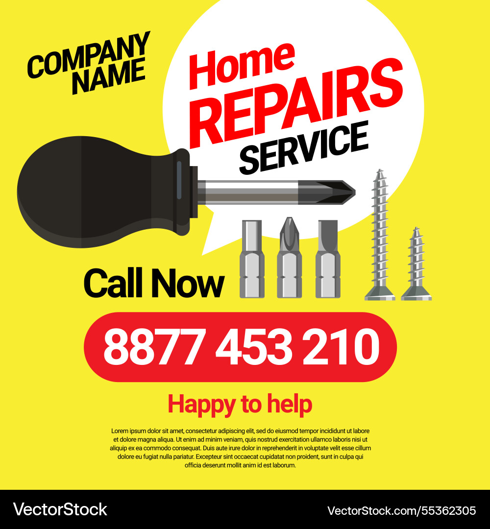 Poster template for home repair services Vector Image