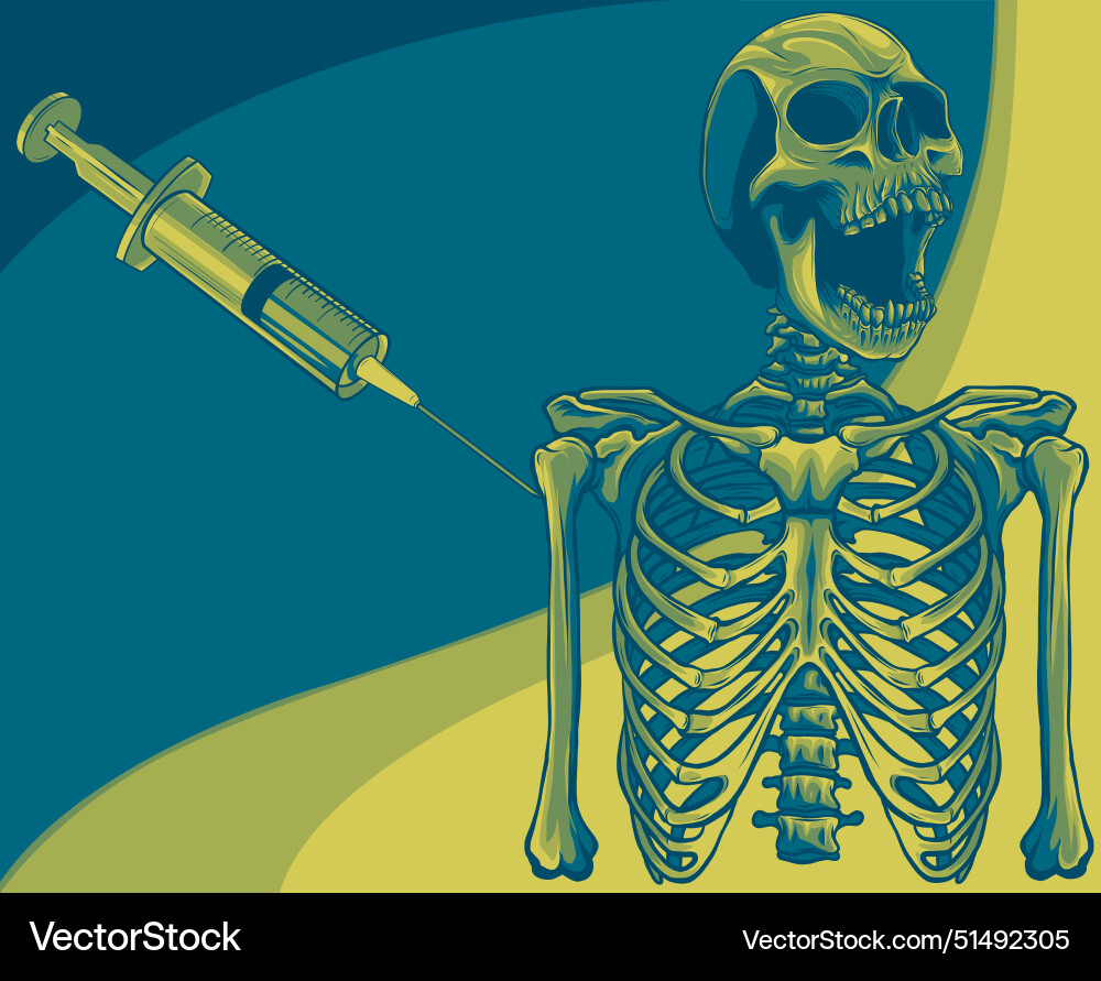 Skeleton with injection Royalty Free Vector Image
