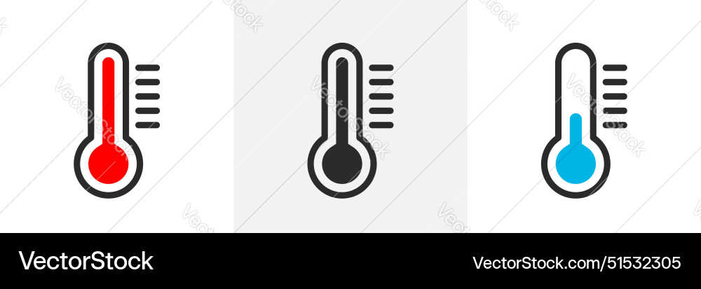 Temperature icon set high and low temperature Vector Image