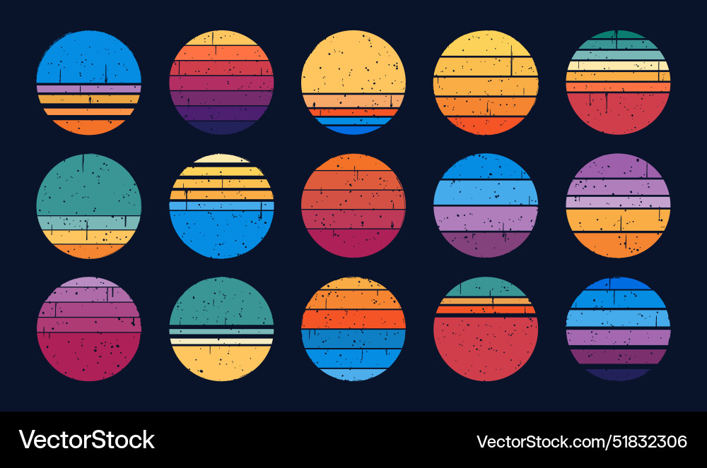 Abstract retro 80s sunset groovy ocean striped Vector Image