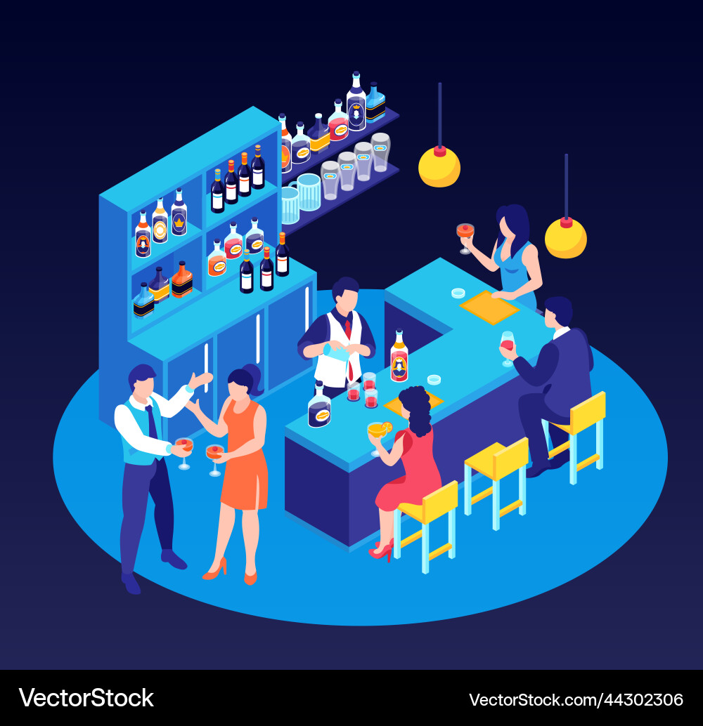 Barman isometric composition Royalty Free Vector Image