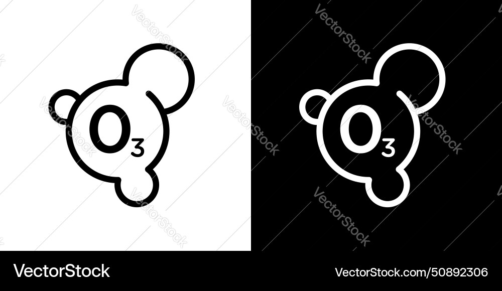Ozon-Icon-Set o3 Molekül-Reinigung Symbol Vektorbild