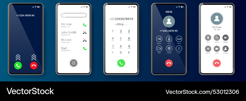 Phone calling app smartphone with call in screen Vector Image