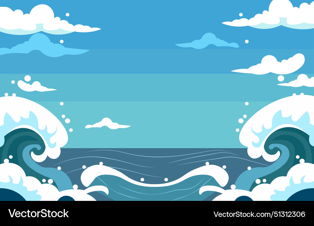 Sea landscape frame background with blue ocean Vector Image