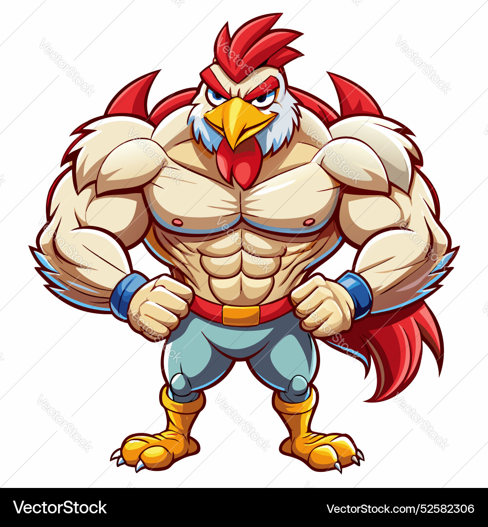 Strong-chicken-mascot-isolated-on-white-background