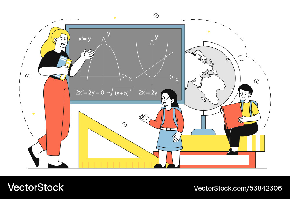 Studying mathematics in school teacher Royalty Free Vector