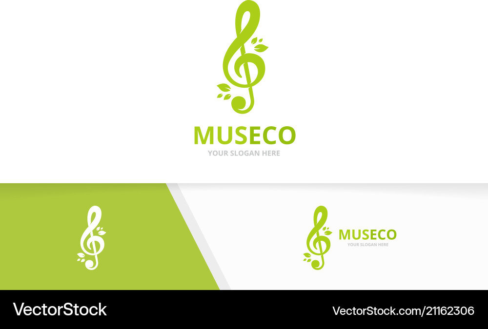 Treble clef and leaf logo combination Royalty Free Vector