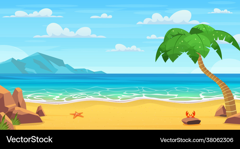 Tropical beach ocean seashore Royalty Free Vector Image