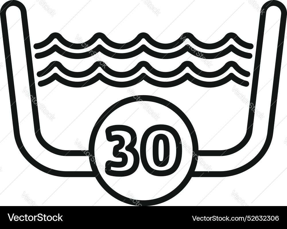 Water temperature icon showing thirty degrees Vector Image