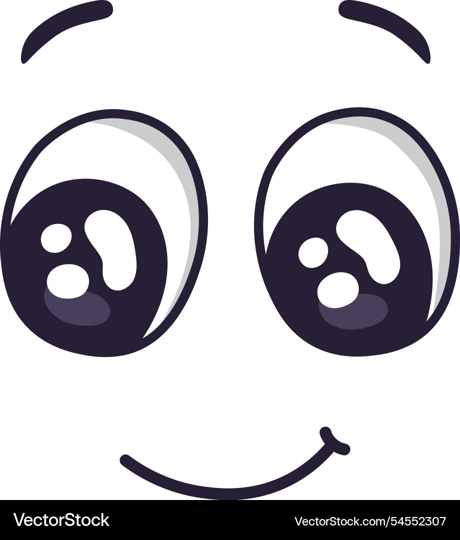Cartoon face expressing happiness and slight Vector Image