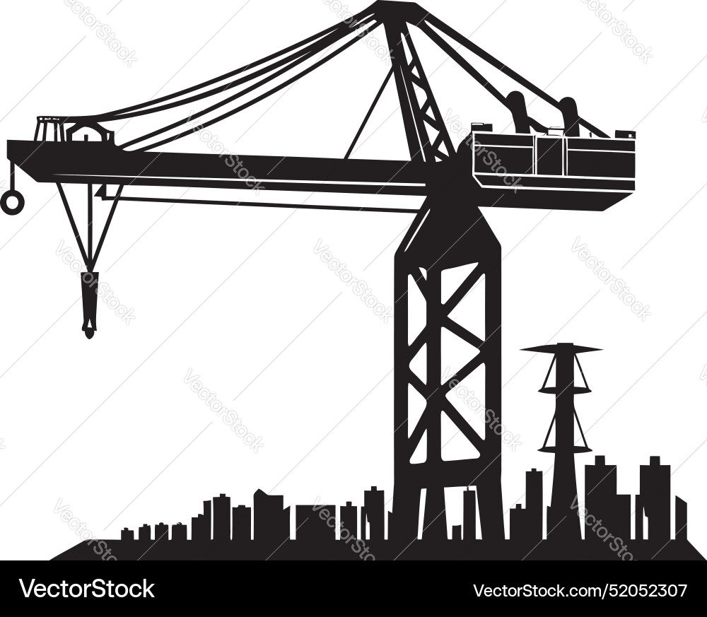 Maritime container terminal emblem port crane Vector Image