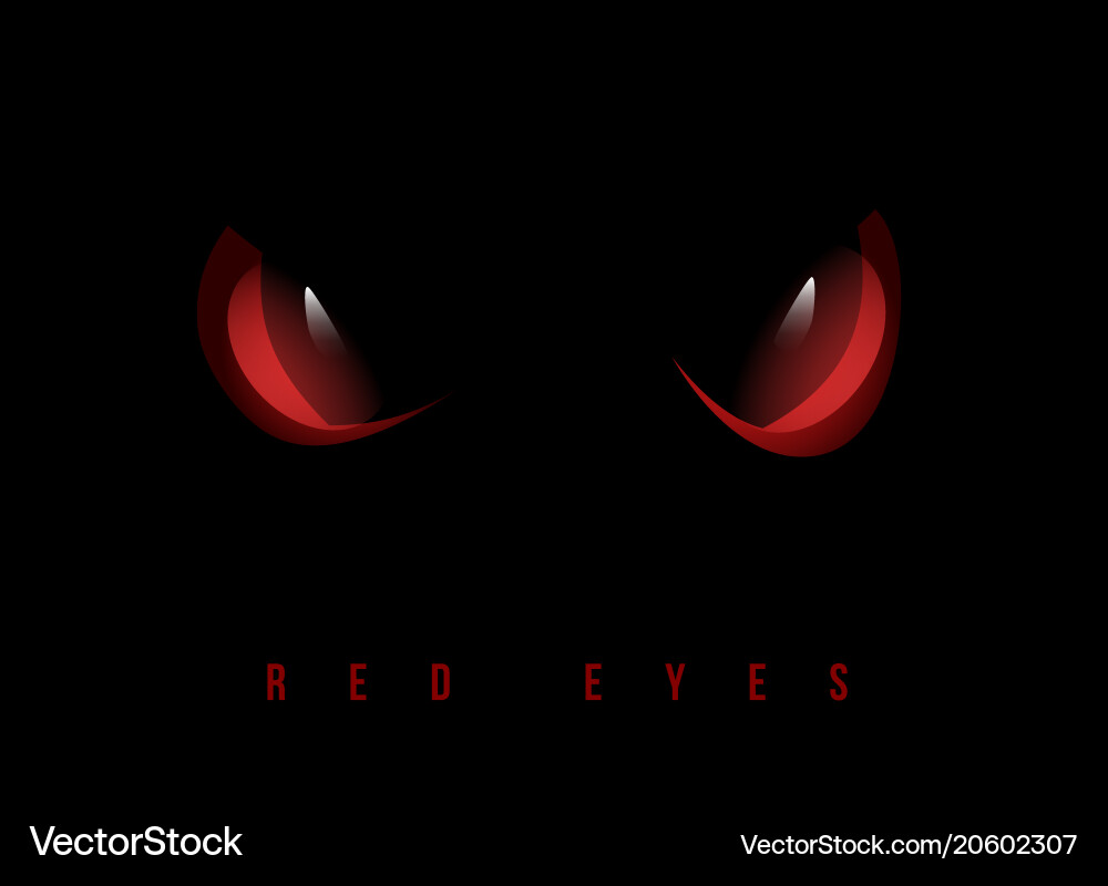 Red evil eyes on black background Royalty Free Vector Image