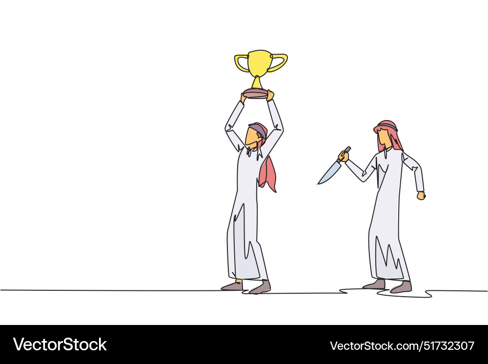 Single one line drawing arab businessman standing Vector Image