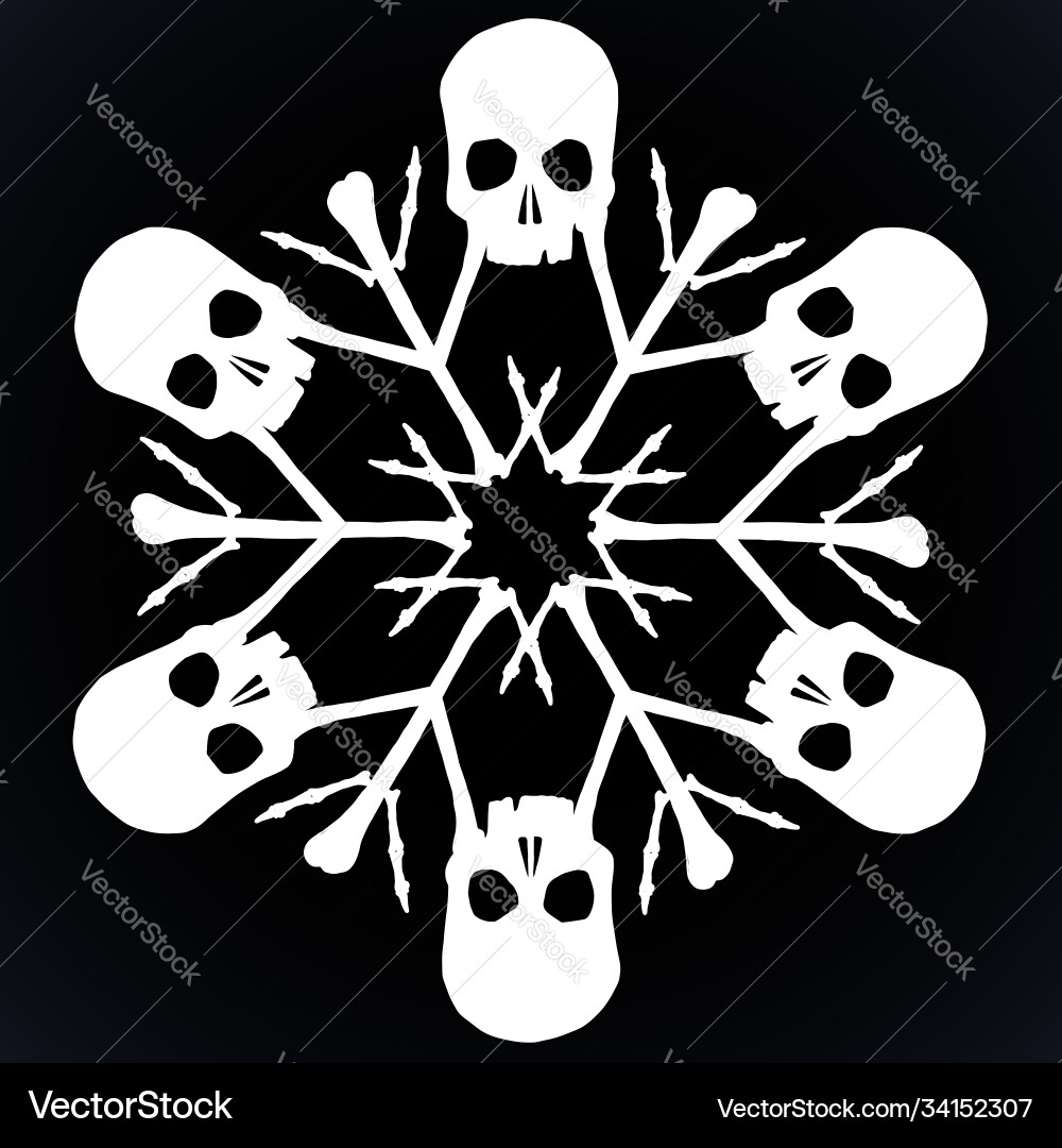 Skulls and bones jolly snowflake Royalty Free Vector Image
