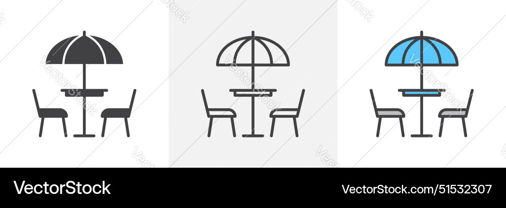 Terrace icon set outside dining cafe table symbol Vector Image