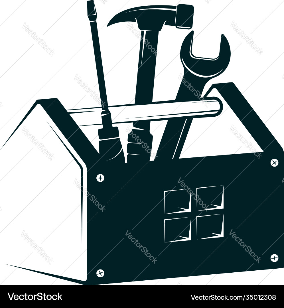 Box with a tool to repair handyman Royalty Free Vector Image