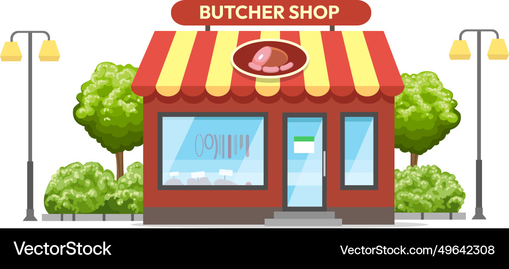 Colorful Butcher Shop Exterior Royalty Free Vector Image